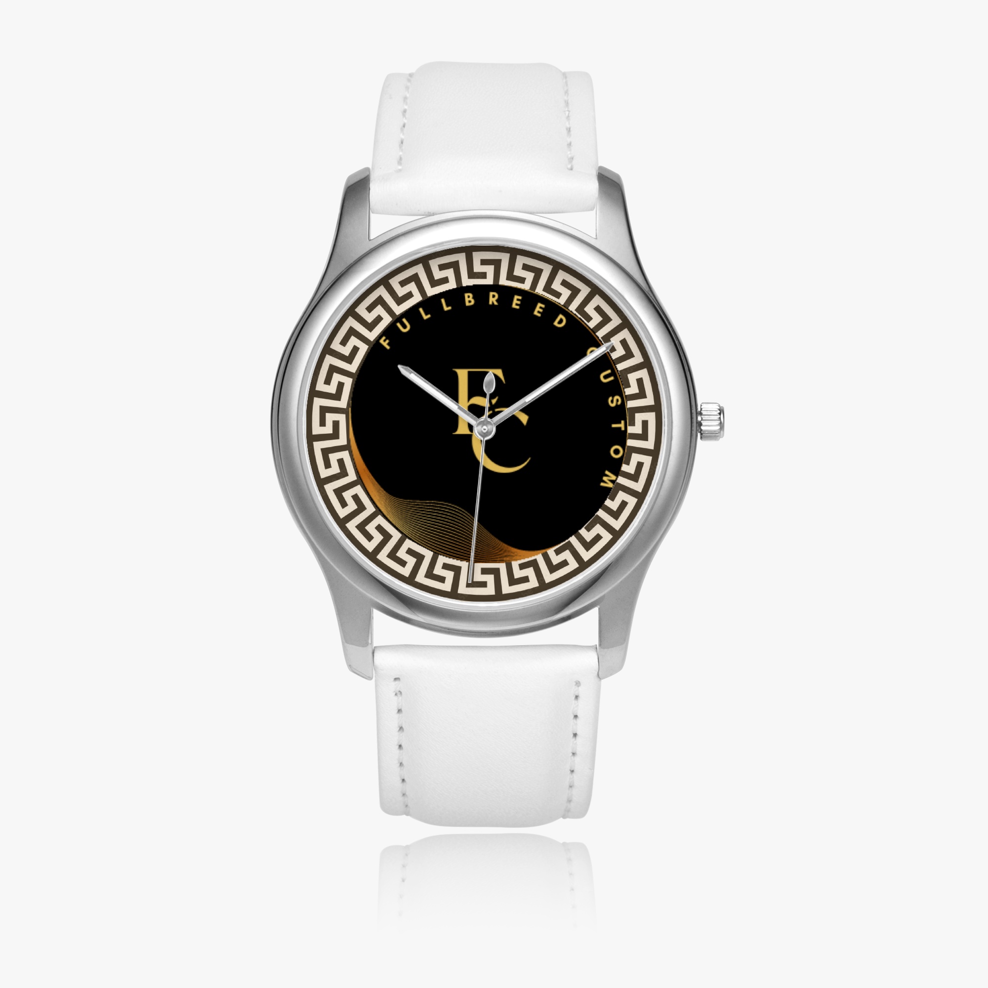 152. Stylish Leather Strap Classic Quartz Watch (Silver) - fullbreedcustom