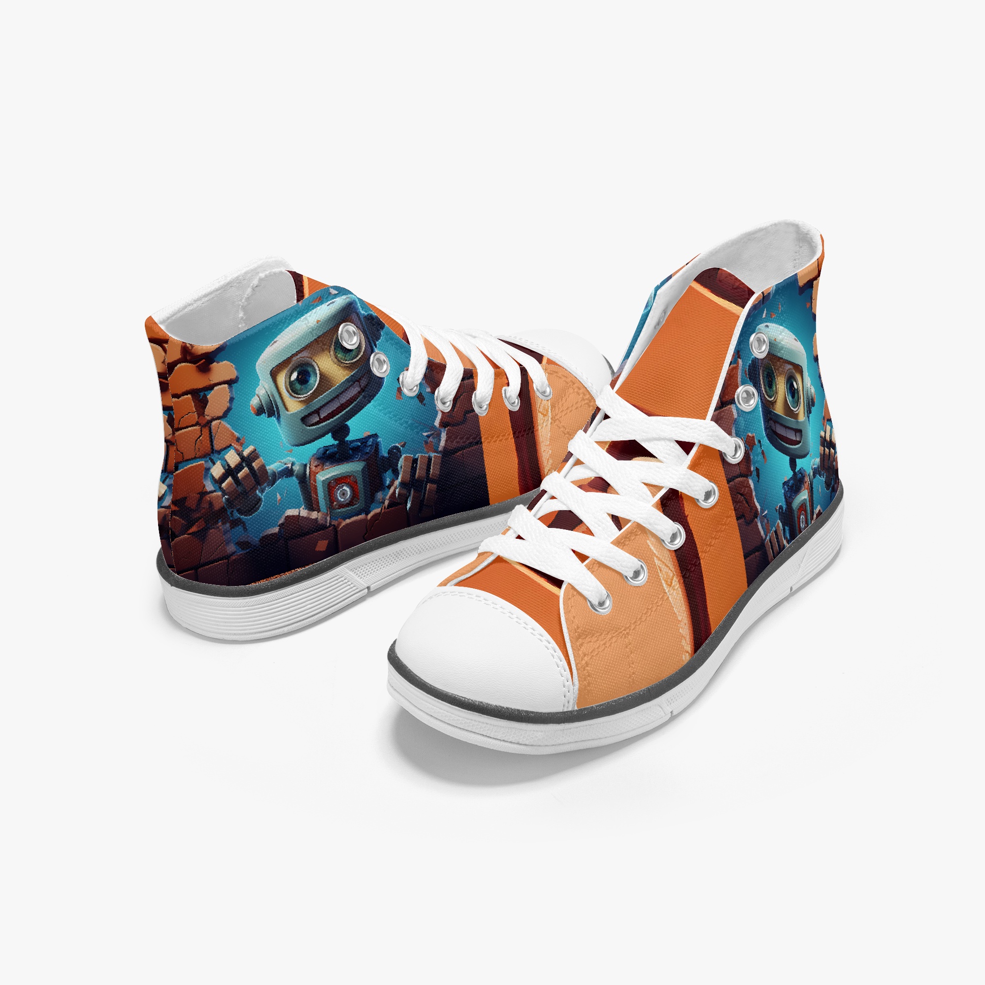 Light Kid's High-top Canvas Shoes Cartoon Robot - Etsy