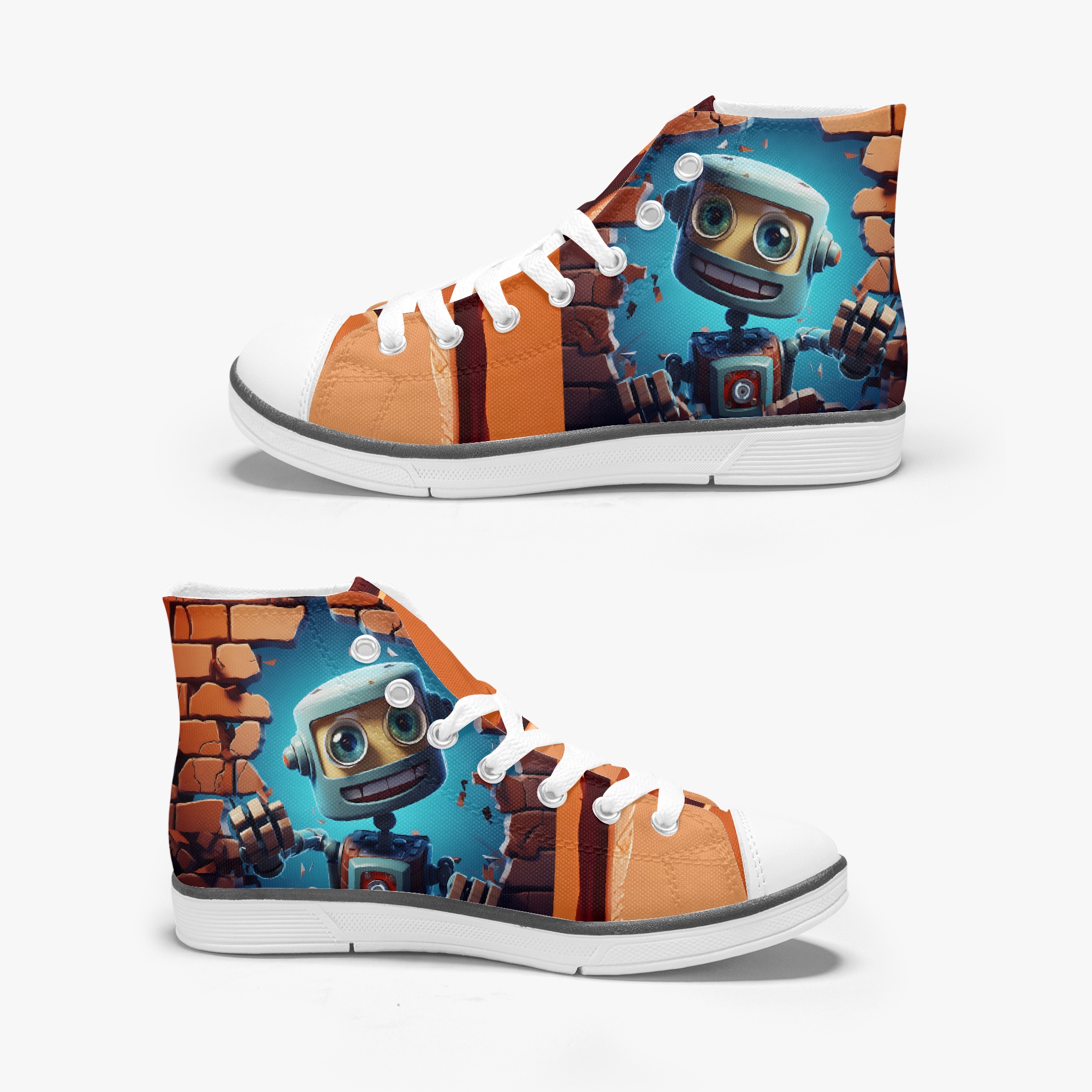 Light Kid's High-top Canvas Shoes Cartoon Robot - Etsy
